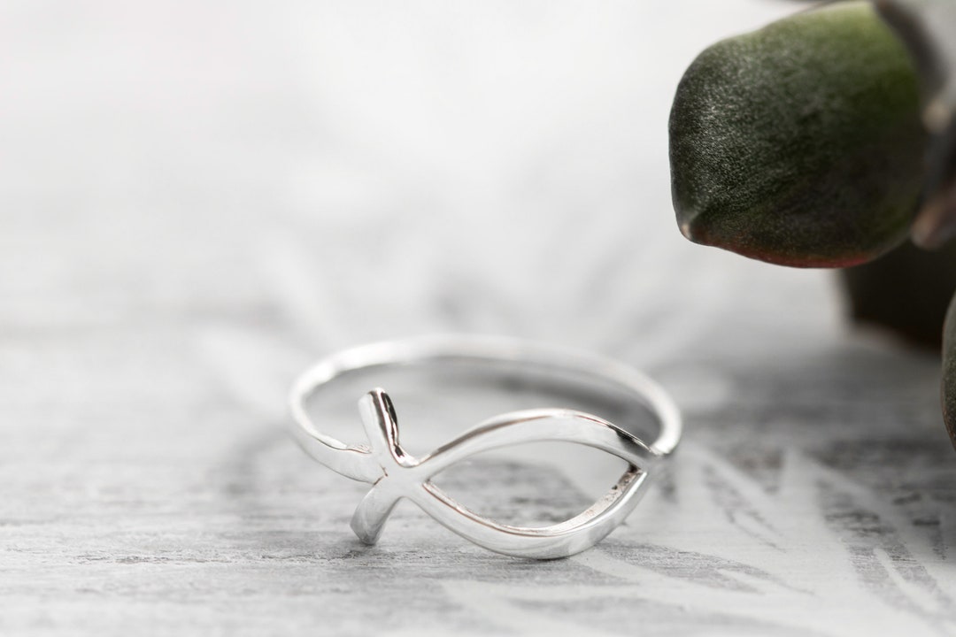 Sterling Silver Christian Fish Ring: Ichthus Jewelry - Etsy