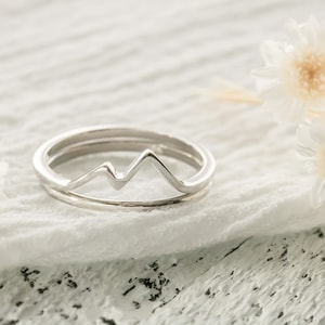 Sterling Silver Mountain Ring • Mountains Are Calling • Mountain Jewelry • Mountain Range Ring ...