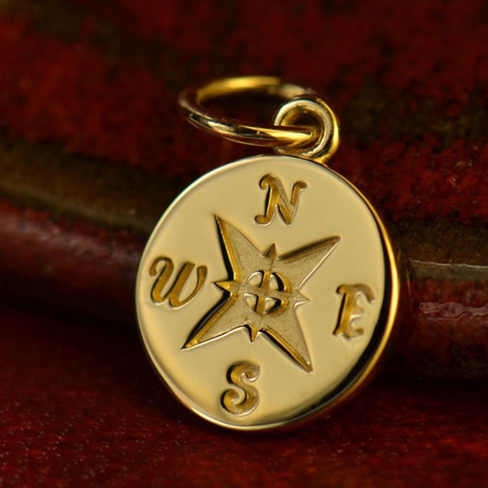 14 K Solid Gold Compass Necklace - Graduation Necklace - Travel Jewelry ...