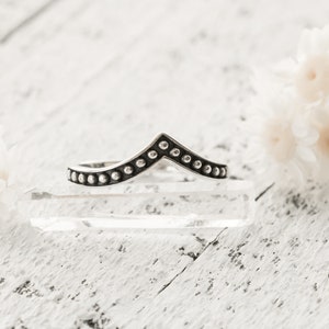 Sterling Silver Chevron Ring • Beaded Chevron Ring • Sterling Silver ...