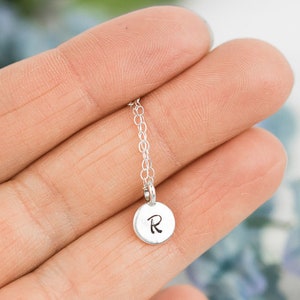 Tiny Initial Charm Necklace, Sterling Silver Initial Charm Necklace ...