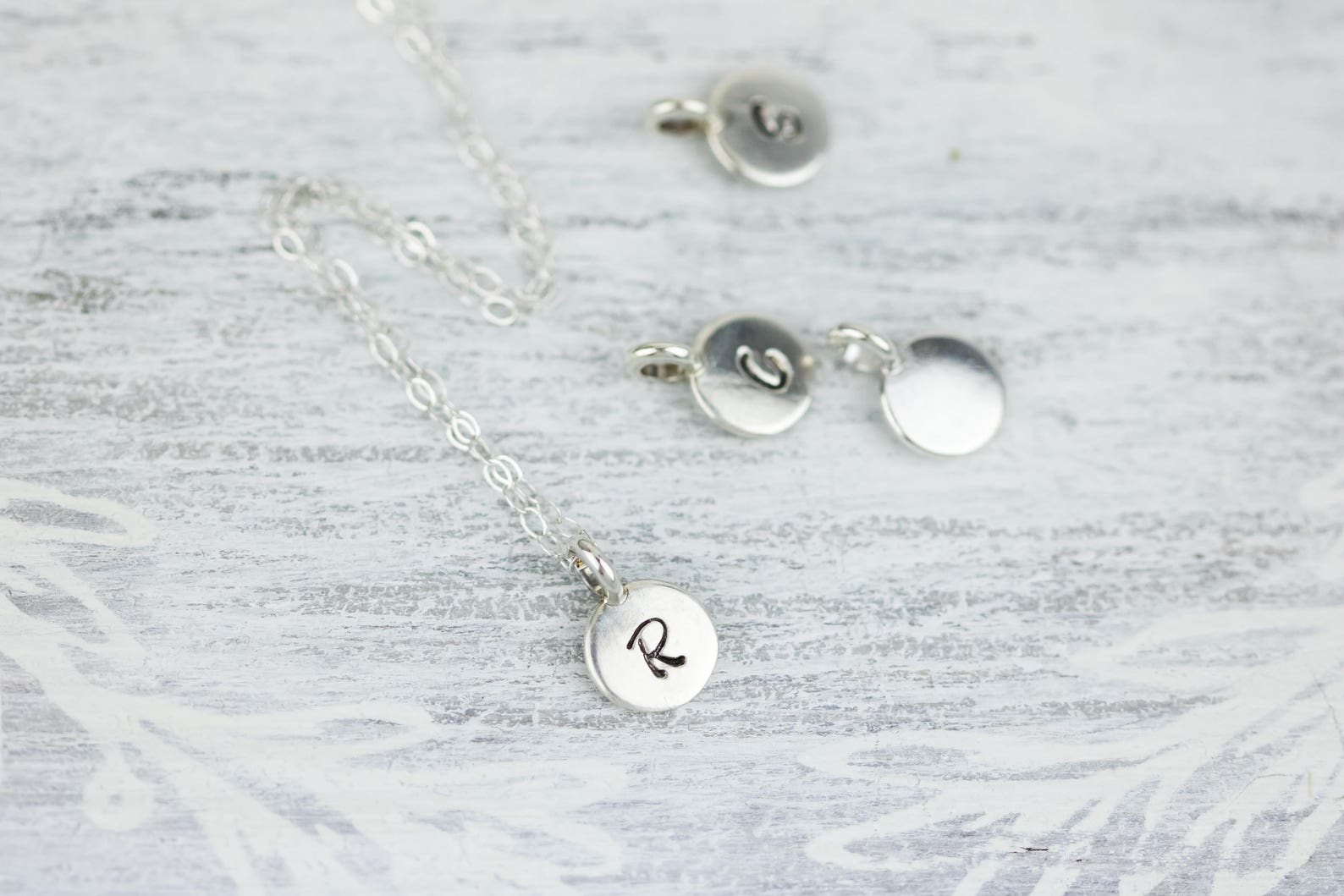 Sterling Silver Initial Charm Small Initial Charm Necklace - Etsy
