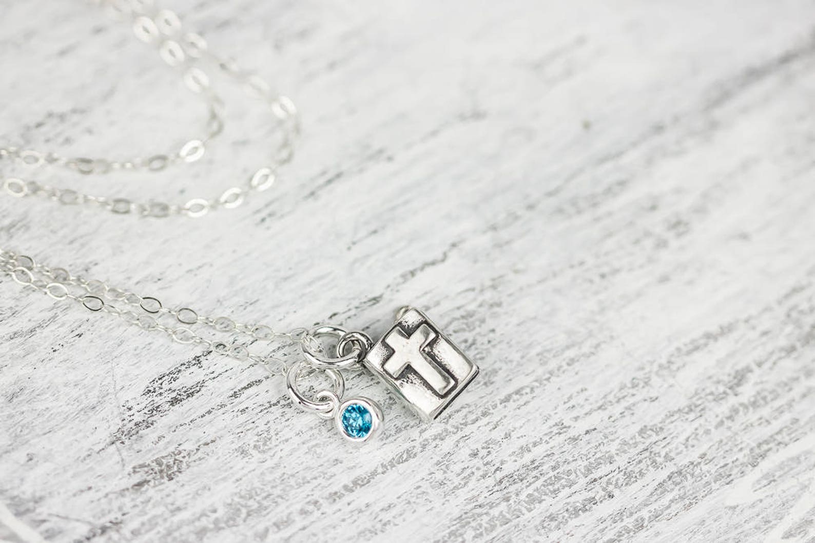 Sterling Silver Bible Necklace: Christian Baptism Gift - Etsy