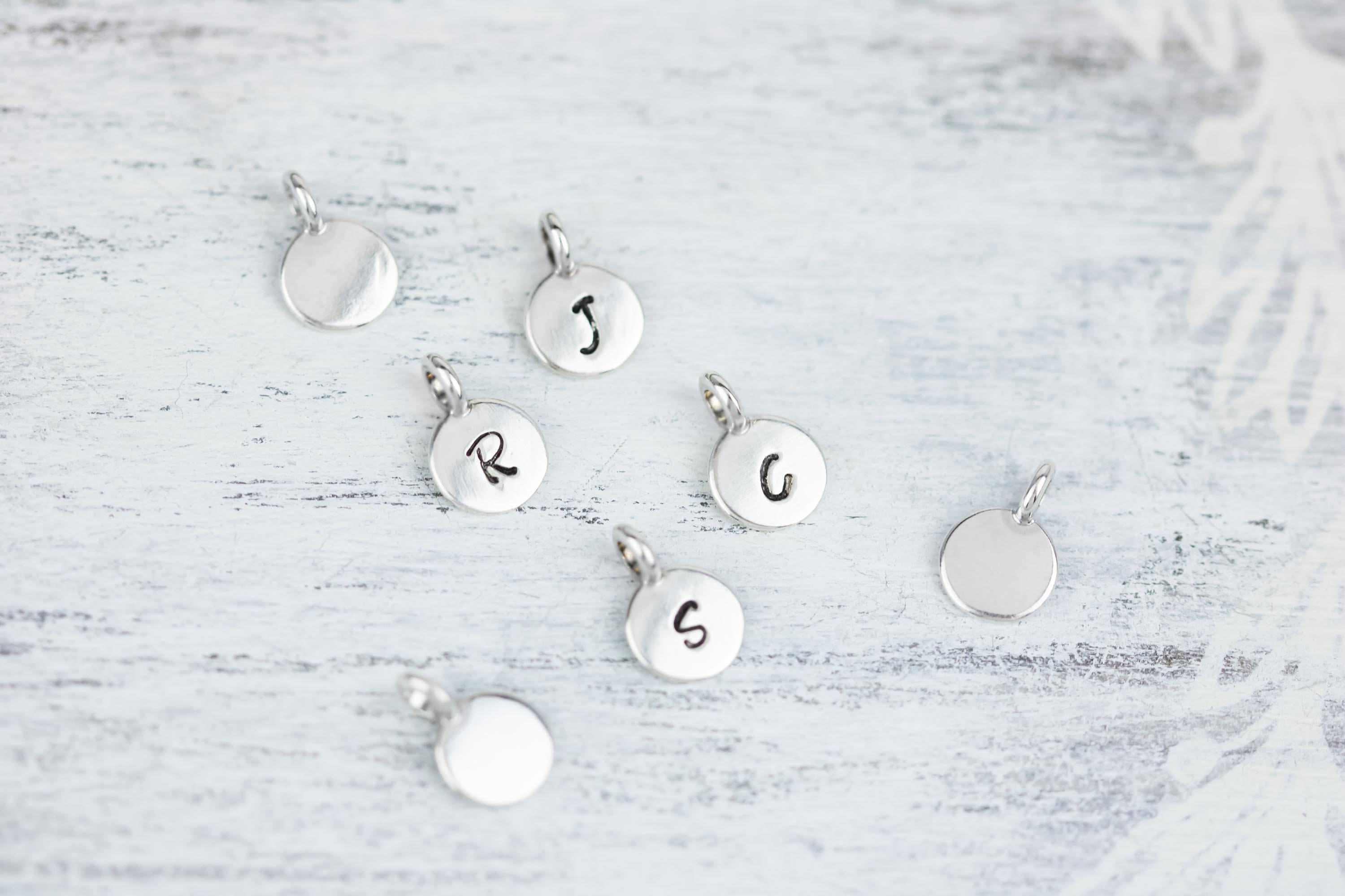 Sterling Silver Initial Charm Small Initial Charm Necklace - Etsy