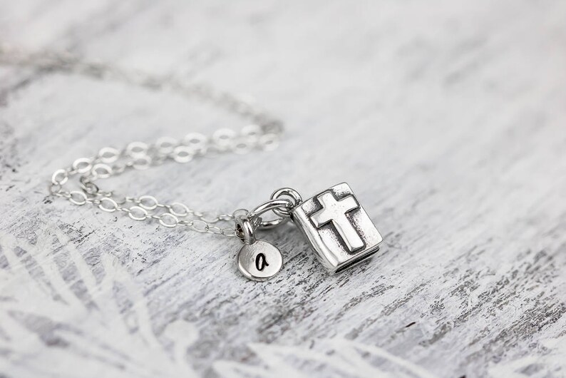 Sterling Silver Bible Necklace: Christian Baptism Gift - Etsy