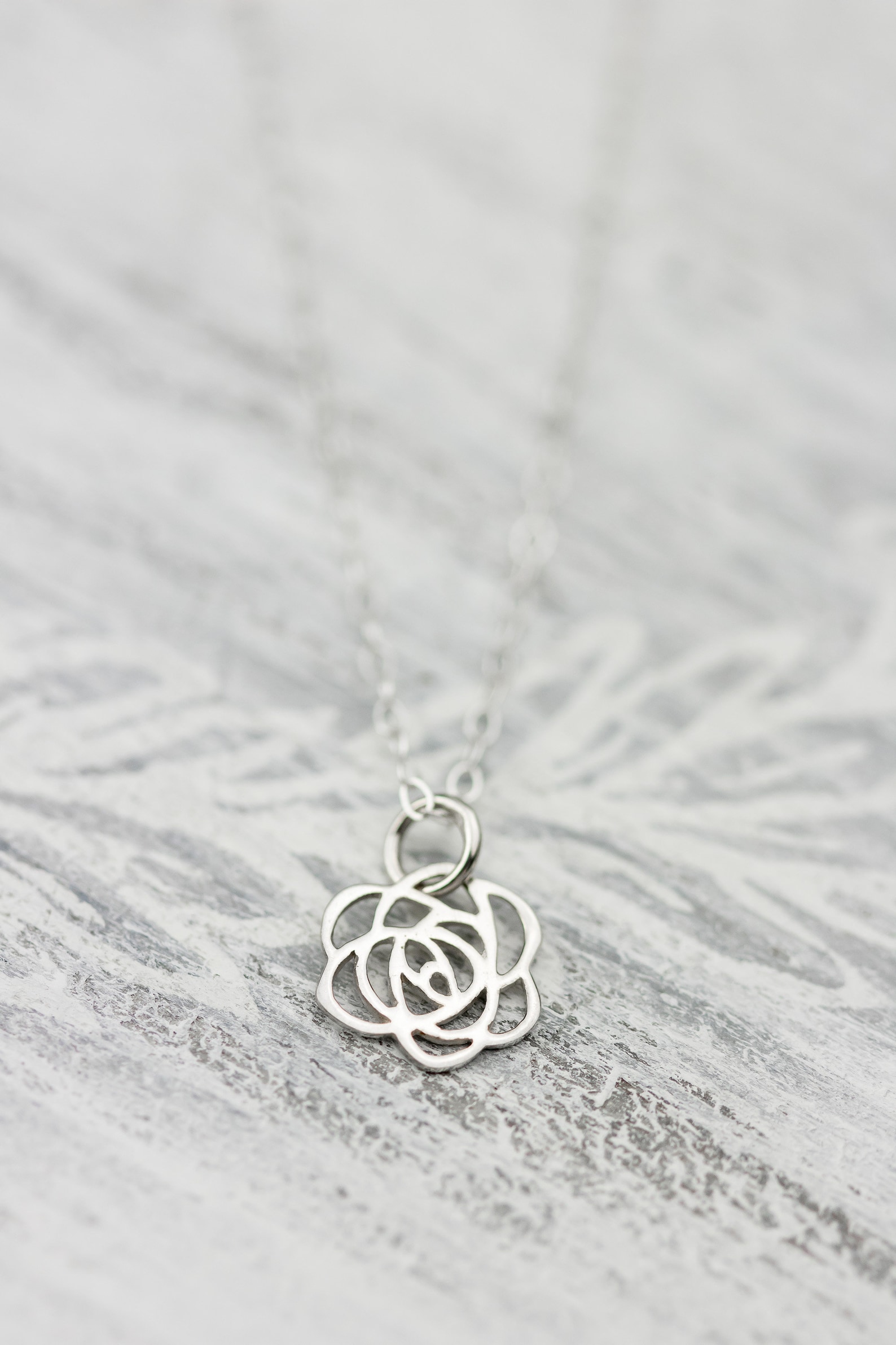 Sterling Silver Rose Charm Necklace tiny Sterling Silver Rose - Etsy