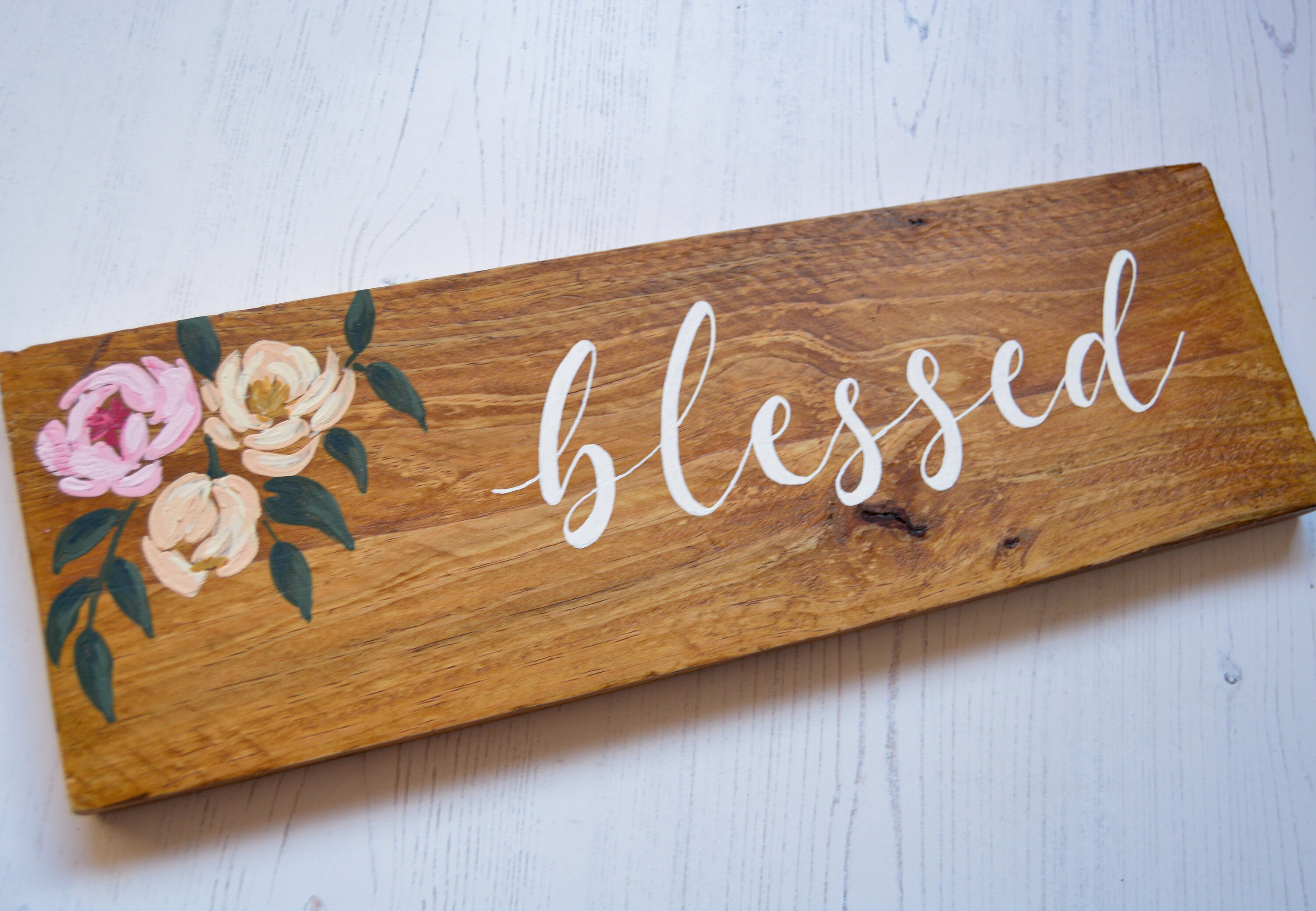 Hand Painted Floral Lettered Wood Sign - Etsy