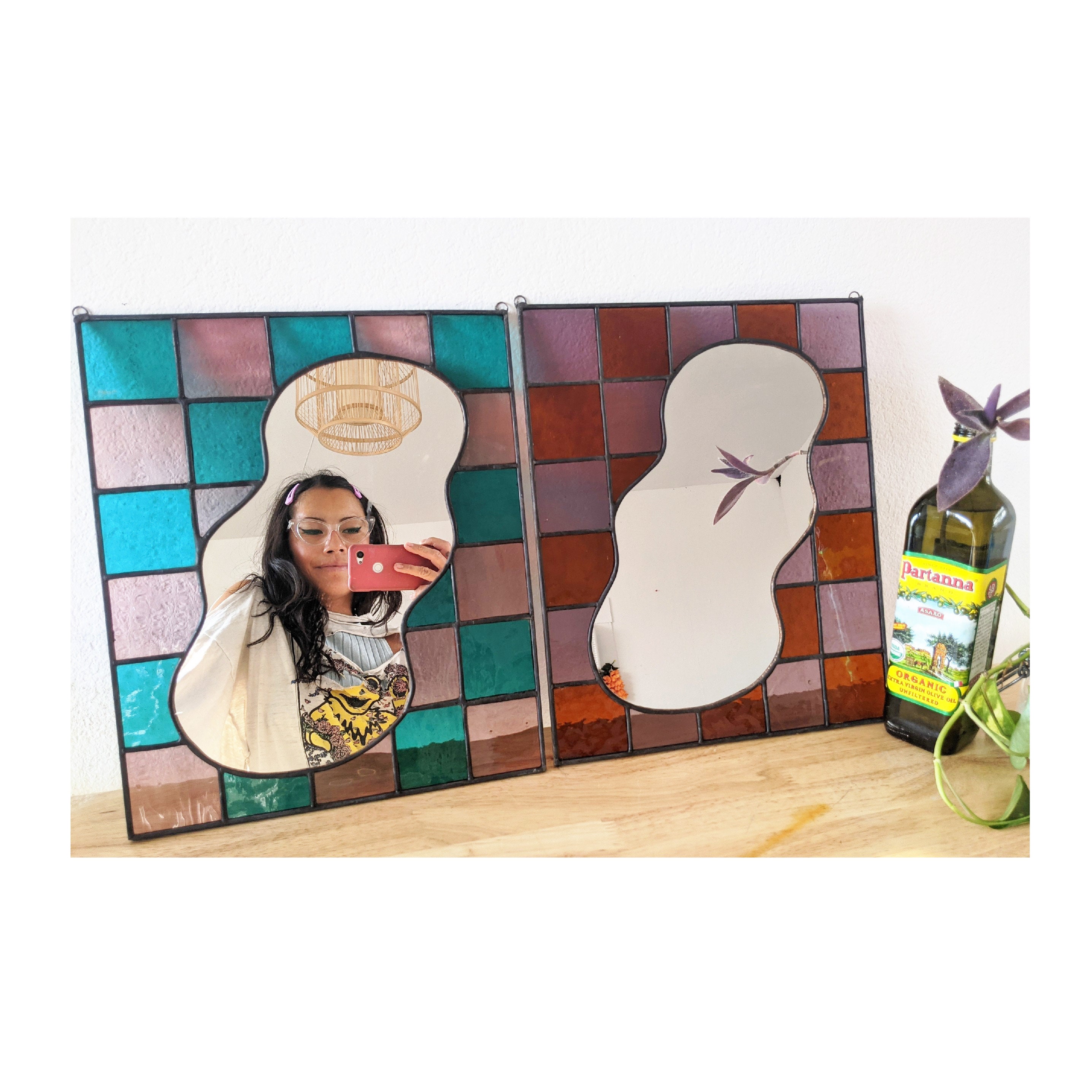 Checkered Stained Glass Mirror - Etsy