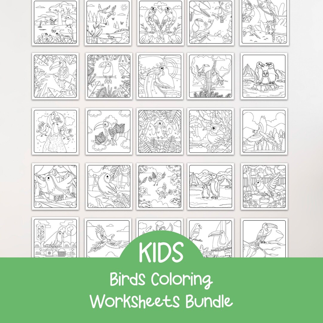 Birds Coloring Worksheets for Kids, Drawing, Coloring and Tracing ...
