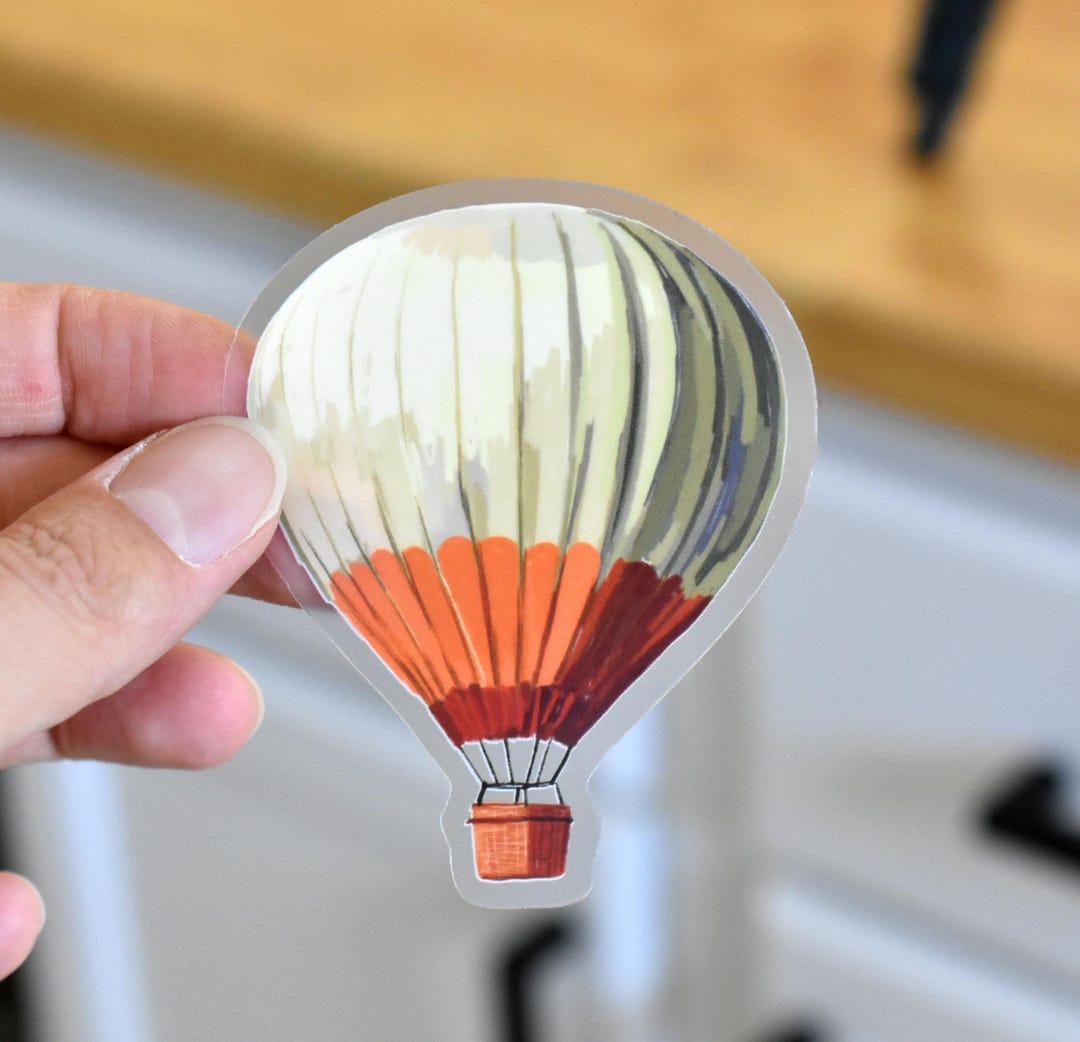 Hot Air Balloon Sticker, Clear Hot Balloon Decal for Water Bottle ...