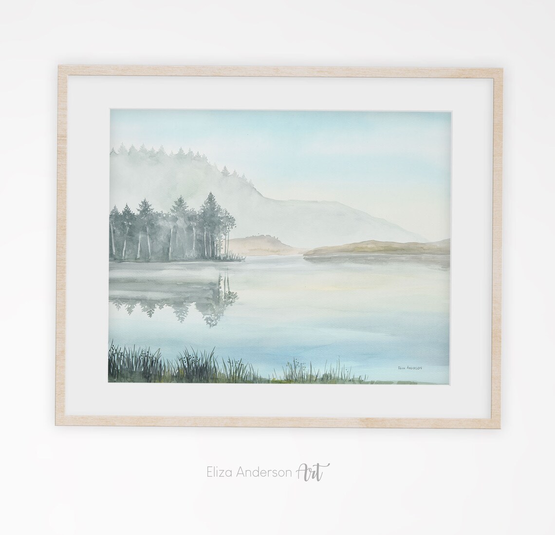 Lake Watercolor Painting Nature Watercolor Print From | Etsy