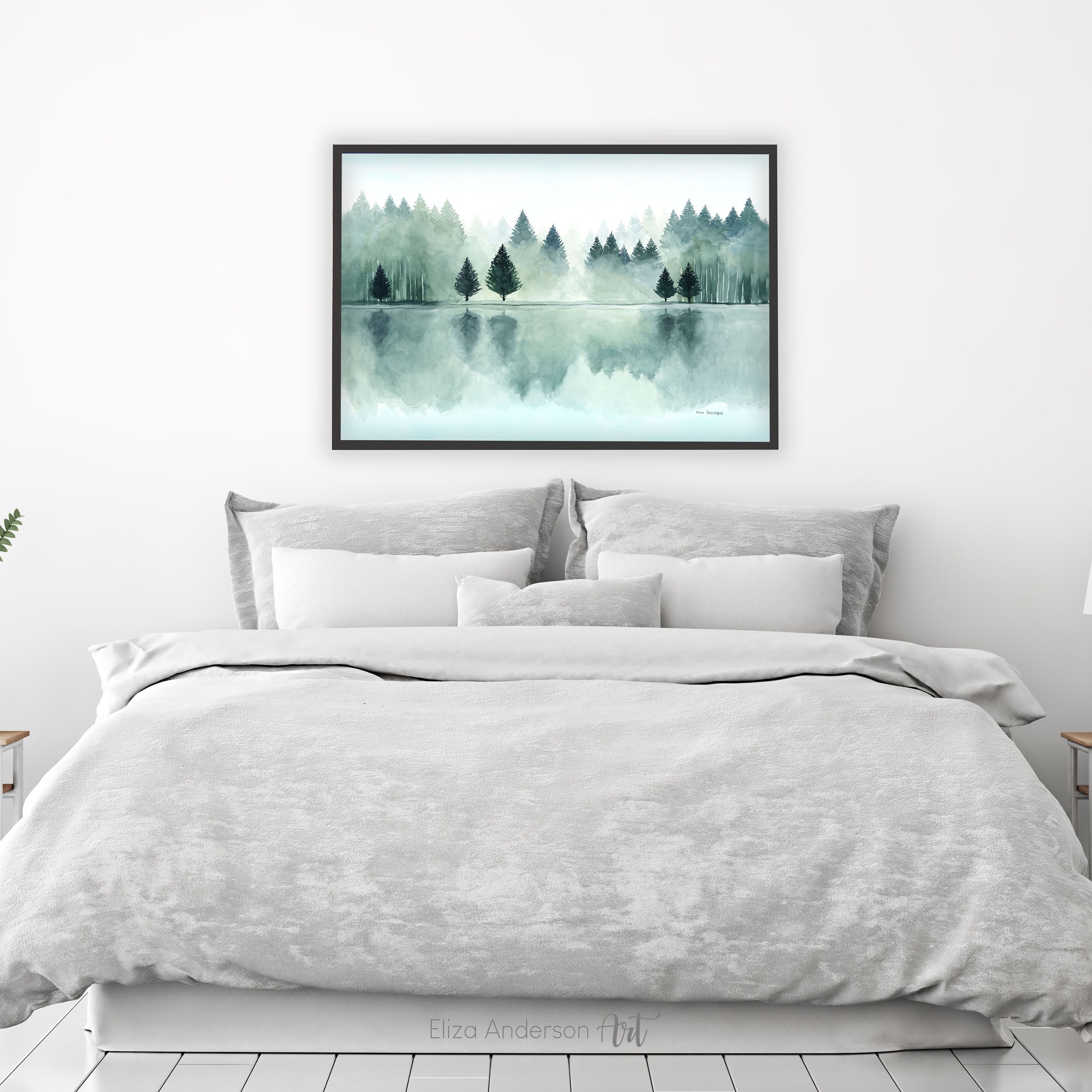 Lake Painting Reflection Watercolor Print From Original - Etsy