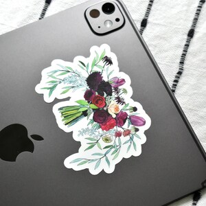 Flower Bouquet Sticker, Floral Laptop Sticker, Waterproof Vinyl Art ...