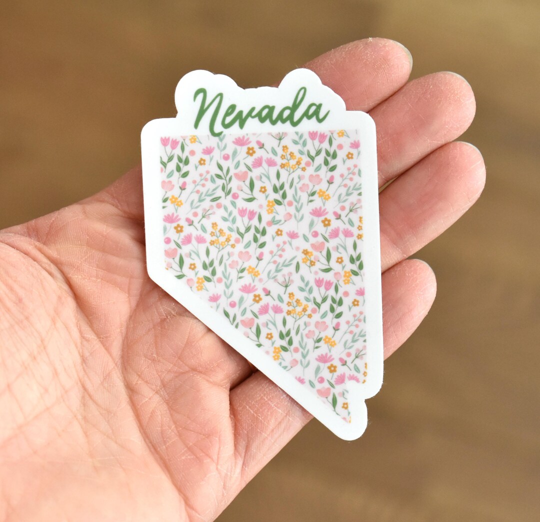 Nevada Sticker, NV Sticker for Water Bottle, Laptops, Floral Nevada ...