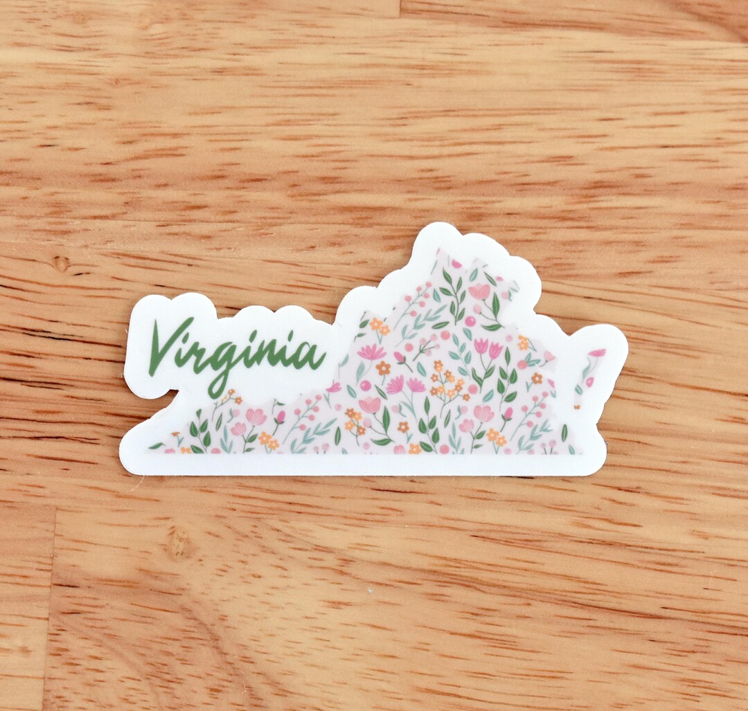 Floral Virginia Sticker, VA Sticker for Water Bottle, Laptop, Floral ...