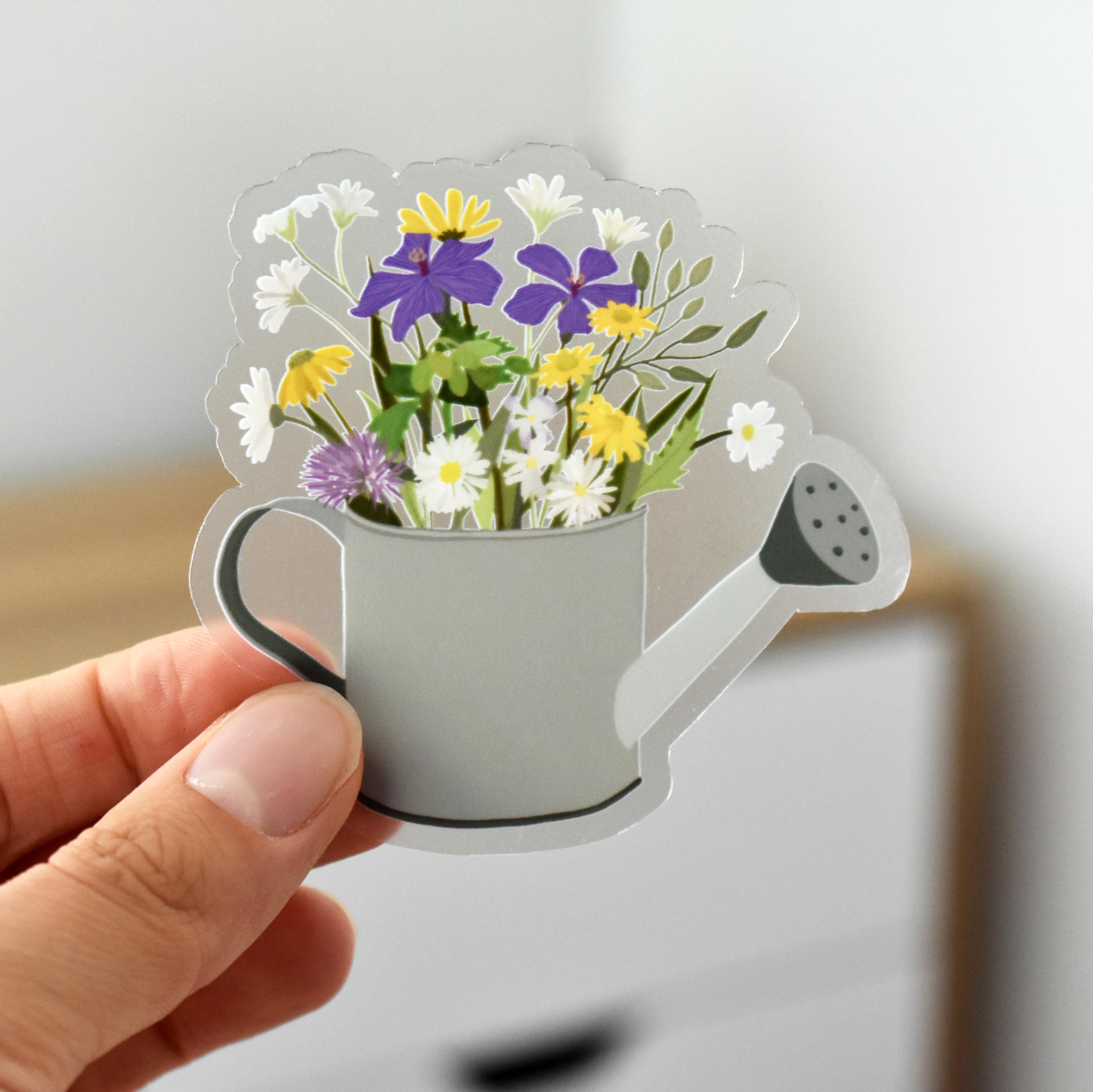 Watering Can Clear Sticker, Flower Sticker, Floral Laptop Sticker ...