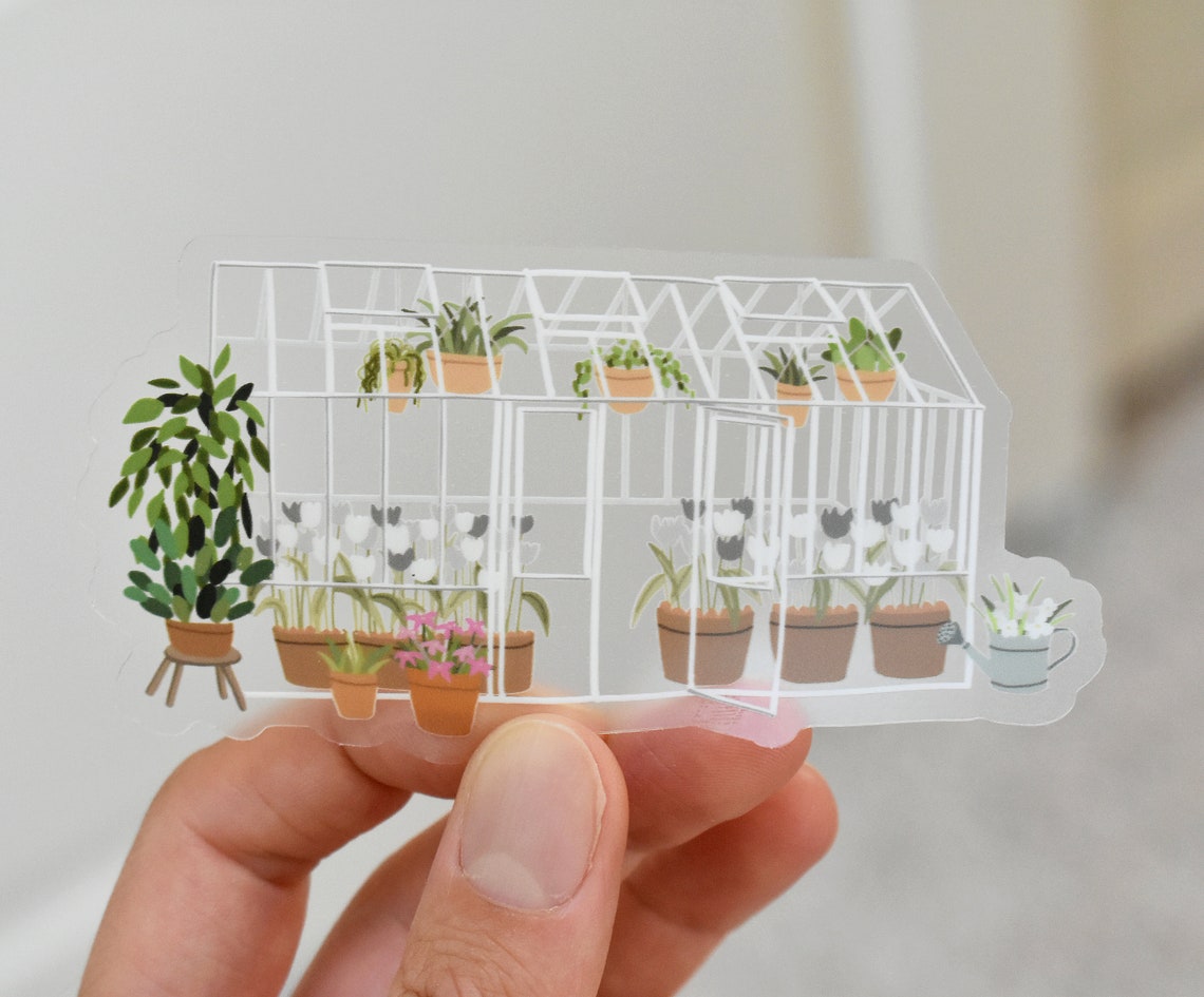 Clear Greenhouse Sticker, Greenhouse With Flowers Sticker, Transparent ...
