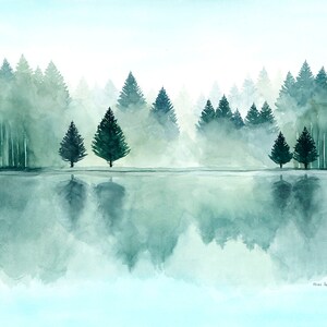 Lake Painting, Reflection Watercolor, Print From Original Watercolor ...