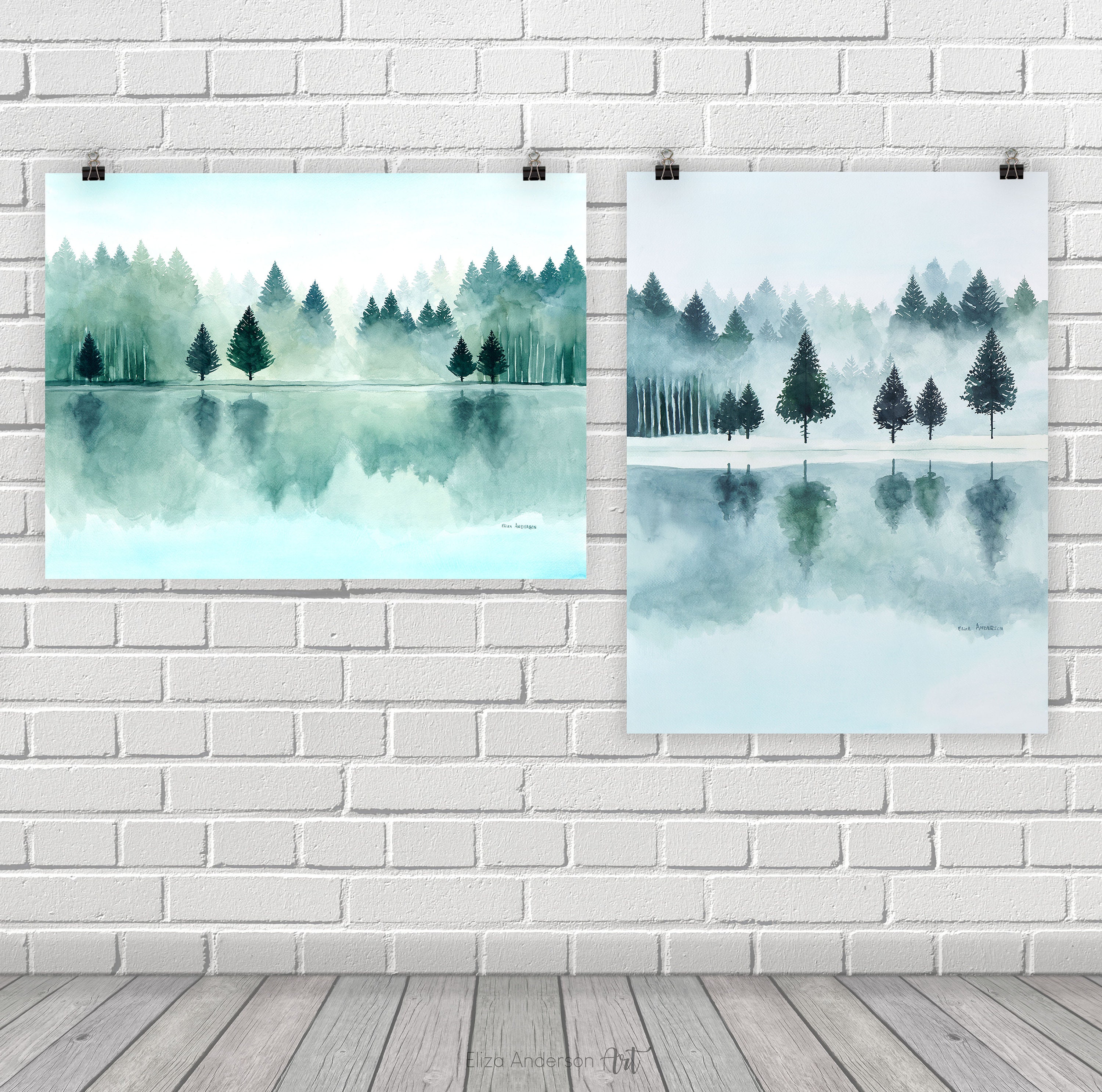 Lake Painting Reflection Watercolor Print From Original - Etsy