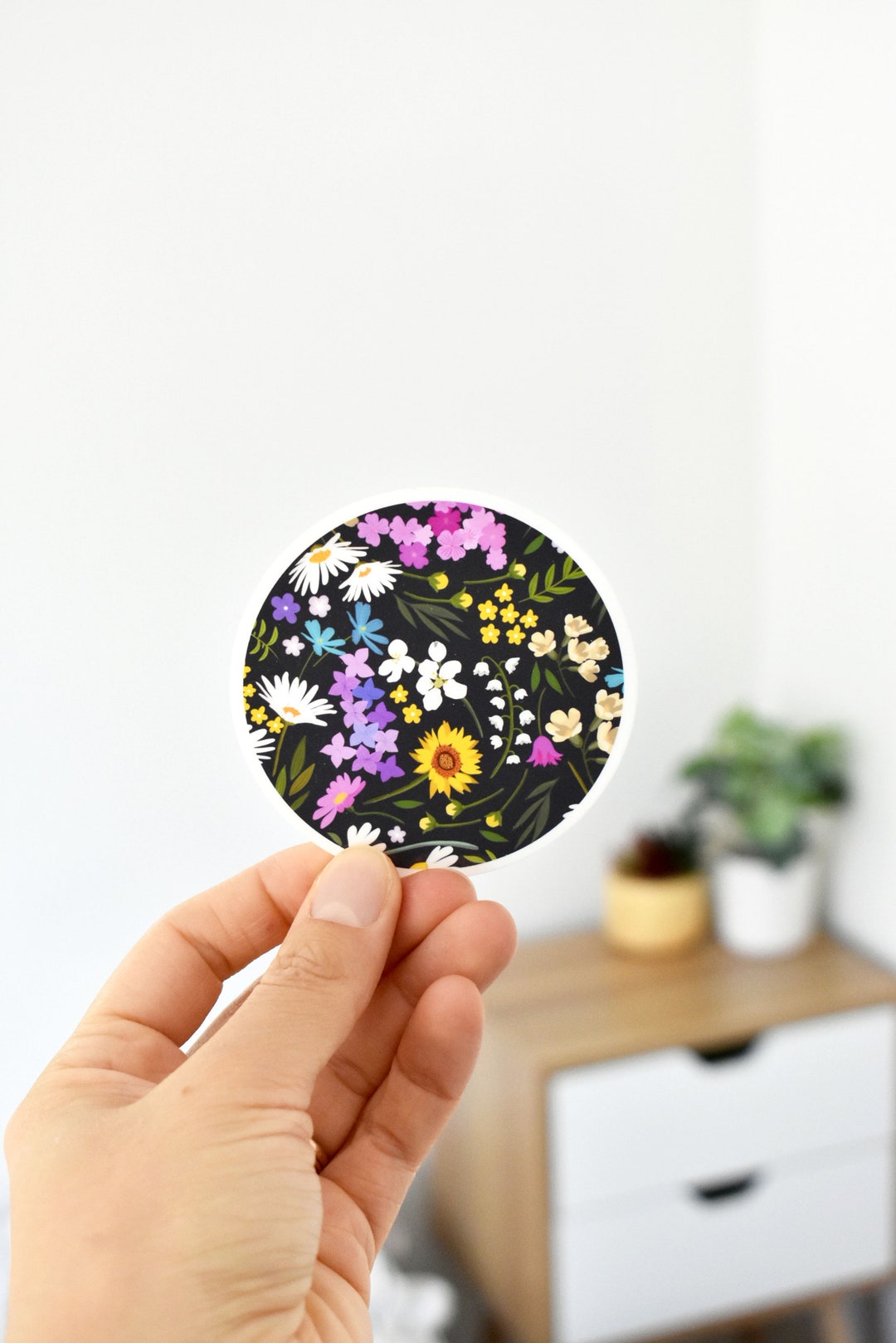 Flower Sticker, Floral Laptop Sticker, Waterproof Vinyl Art Sticker for ...