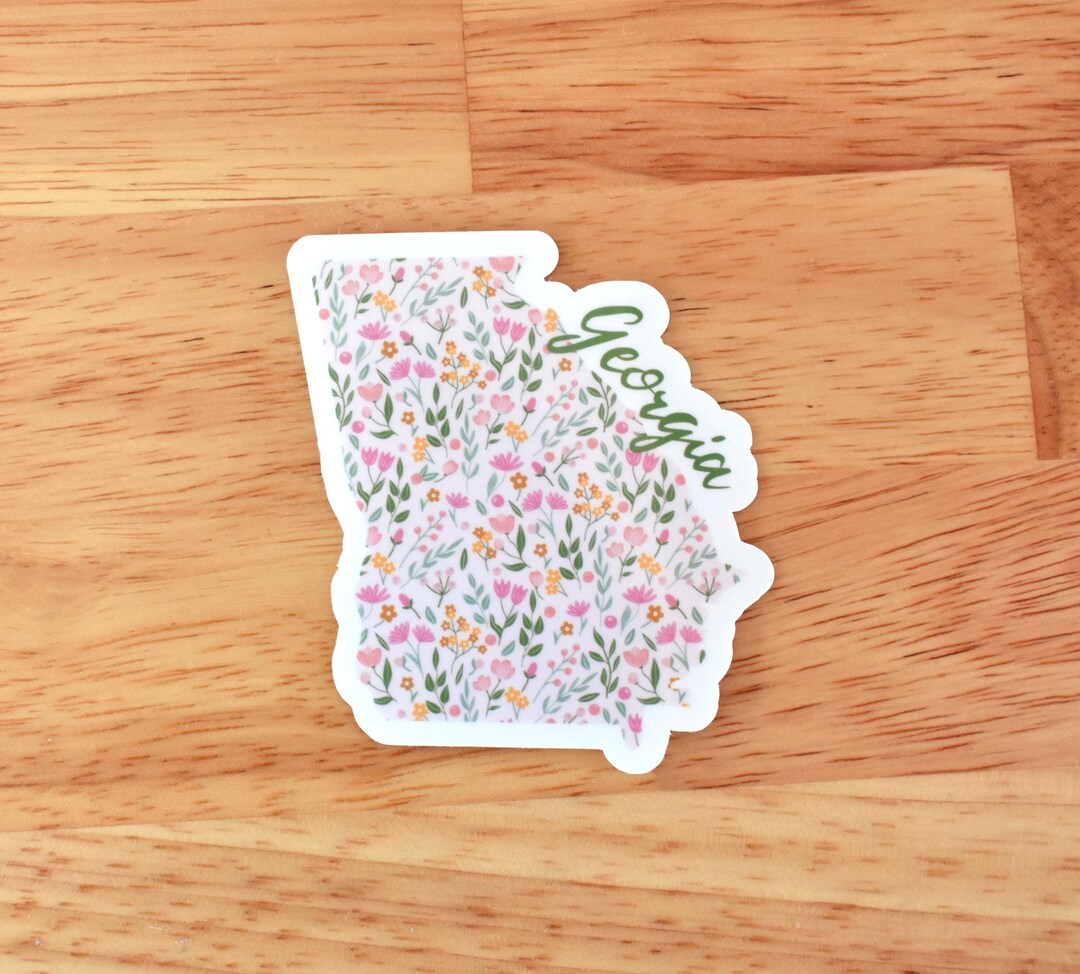 Georgia Sticker, GA Sticker for Water Bottle, Laptops, Floral Georgia ...