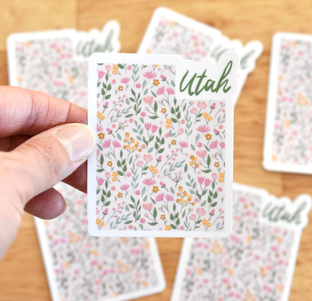 Utah Sticker, UT Sticker for Water Bottle, Laptops, Floral Utah Sticker ...