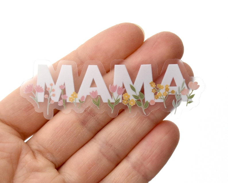 Clear Mama Sticker, Floral Mom Sticker, Mama Water Bottle Sticker ...