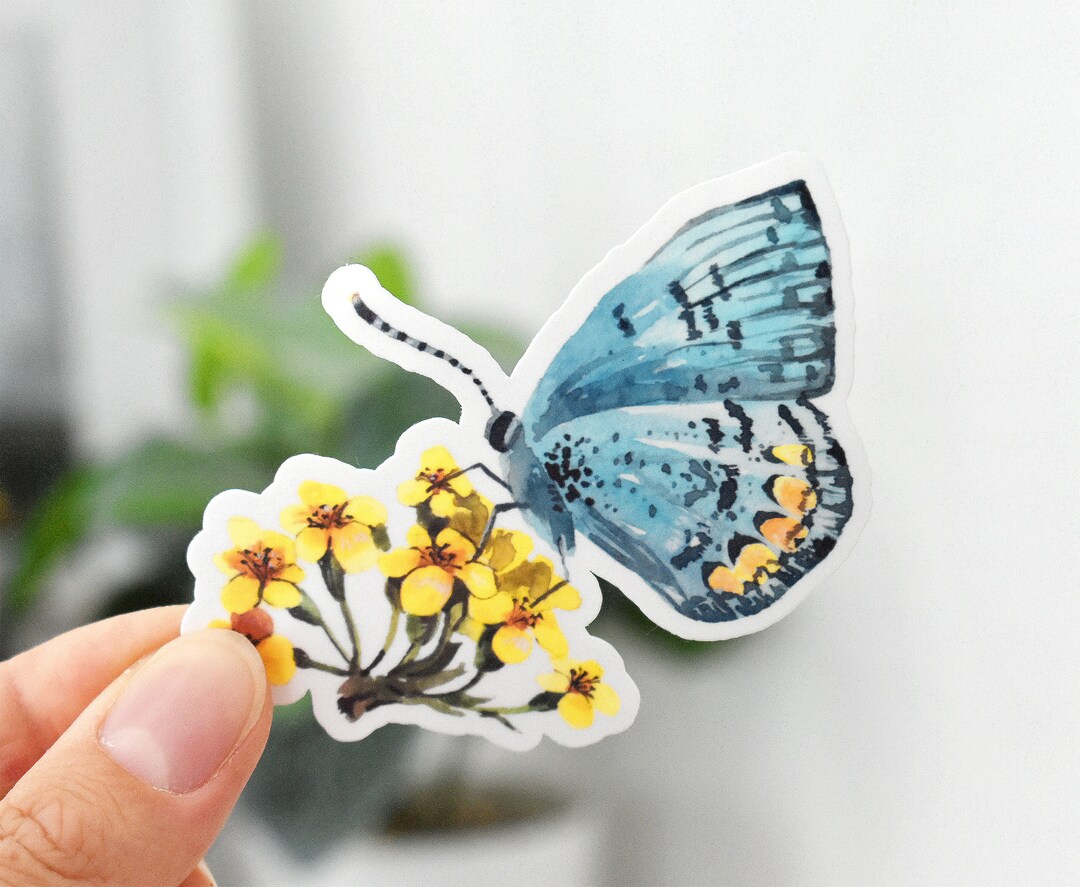 Butterfly Sticker, Waterproof Laptop Sticker, Blue Butterfly With ...