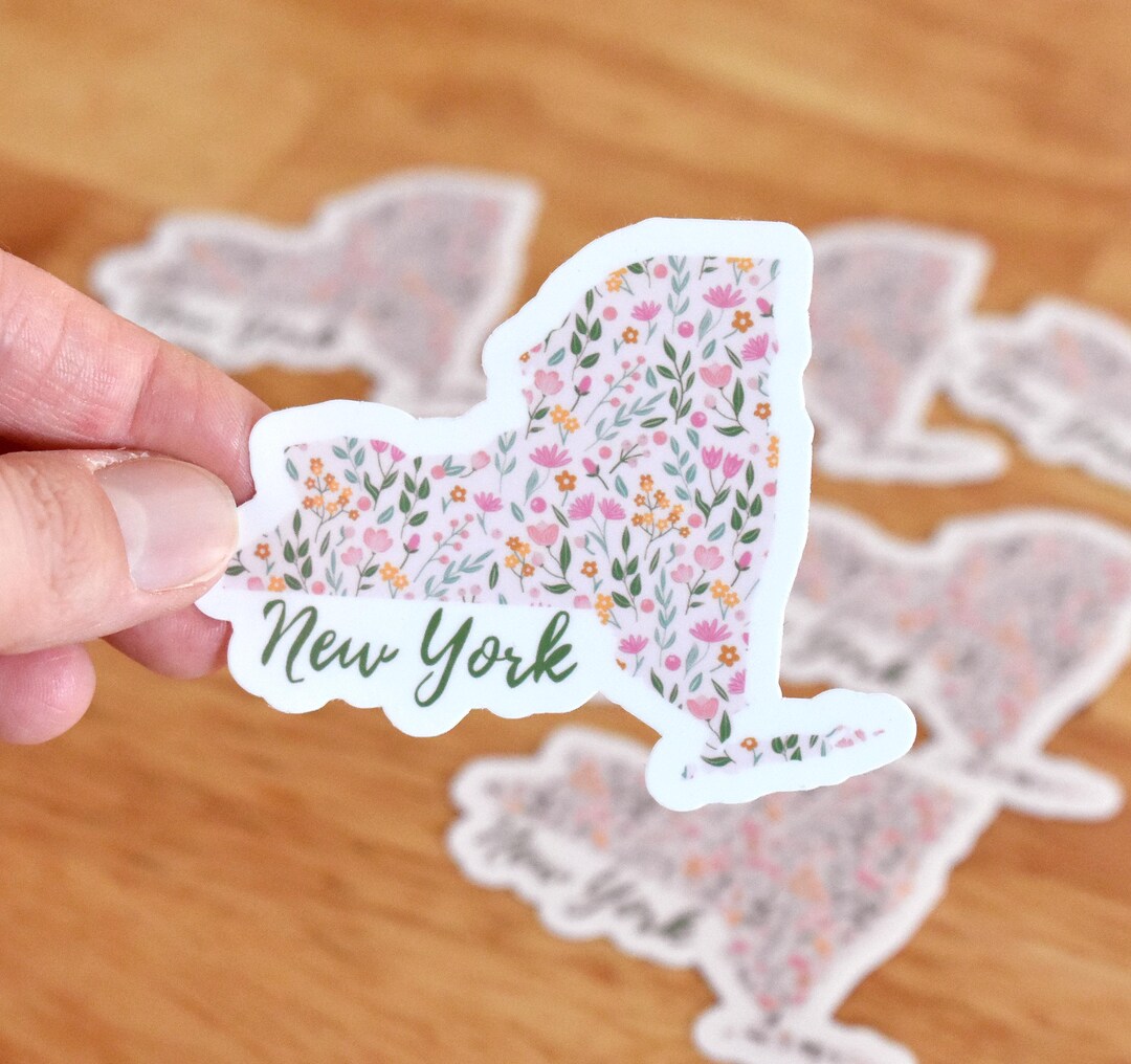New York Sticker, Waterproof Vinyl Decal for Laptop, Flower State ...