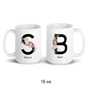 Pink Floral Monogram Mug, Monogram Coffee Mug, Personalized Mug, Floral ...
