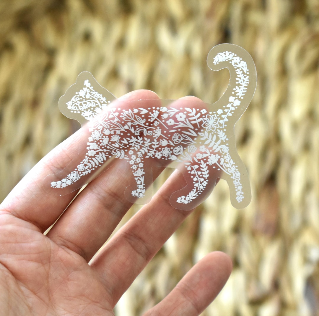 Clear Cat Sticker, Cat Sticker, Transparent Decal, Laptop Decal, Cat ...