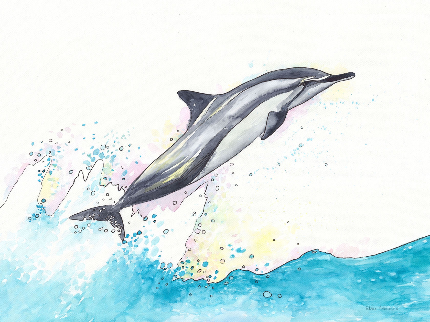 Dolphin painting watercolor painting Dolphin Print Dolphin | Etsy