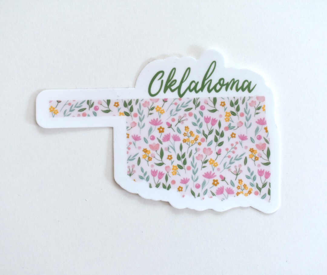 Floral Oklahoma Sticker, OK Sticker for Water Bottle, Oklahoma Laptop ...