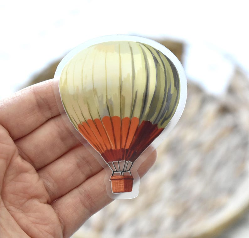 Hot Air Balloon Sticker, Clear Hot Balloon Decal for Water Bottle ...