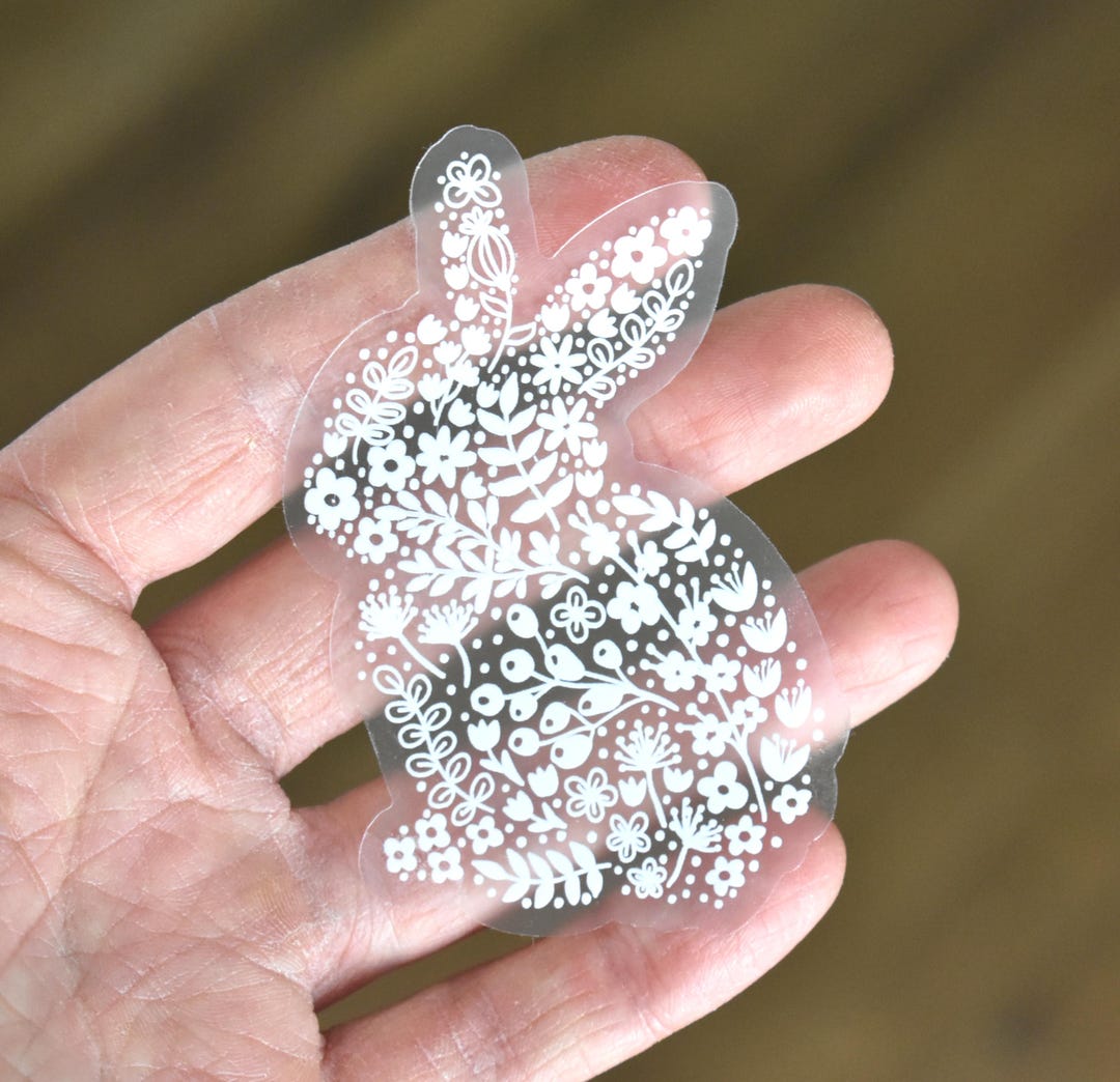 Clear Bunny Sticker, White Bunny Sticker, Transparent Decal, Laptop ...
