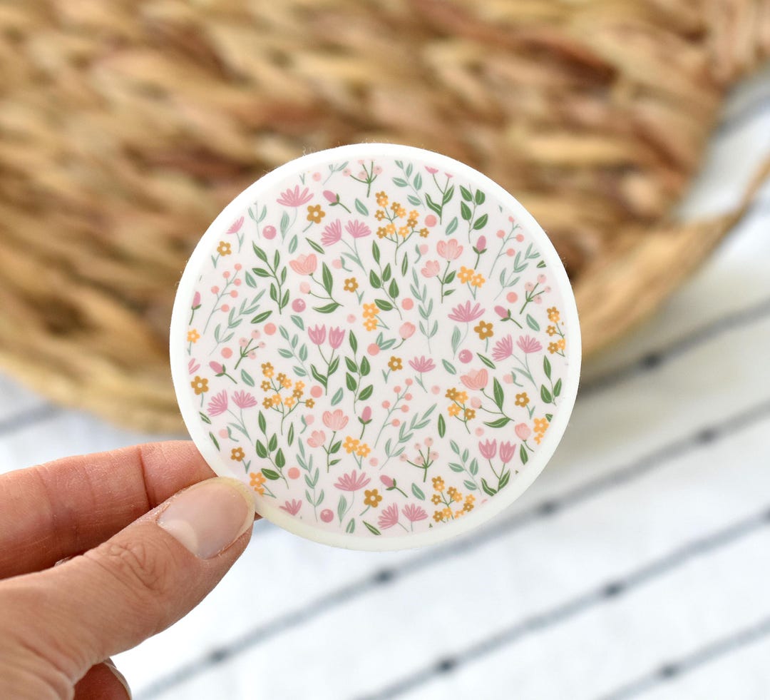 Waterproof Floral Sticker, Flower Sticker for Water Bottle, Pink Flower ...