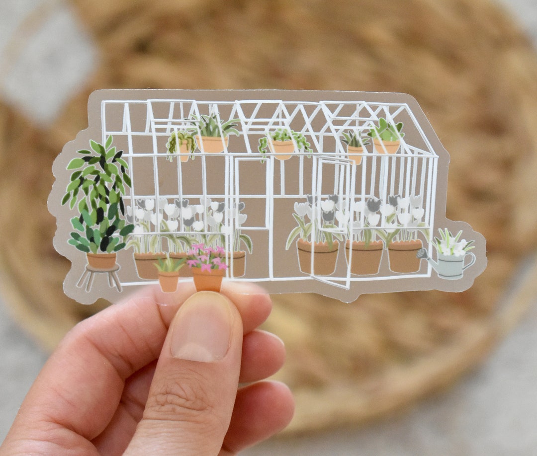 Clear Greenhouse Sticker, Greenhouse With Flowers Sticker, Transparent ...