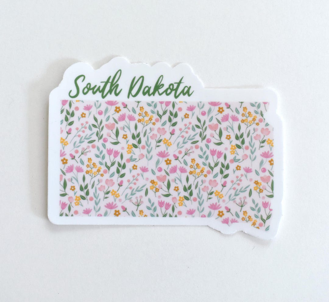 South Dakota Sticker for Water Bottle, Laptop, Floral South Dakota ...