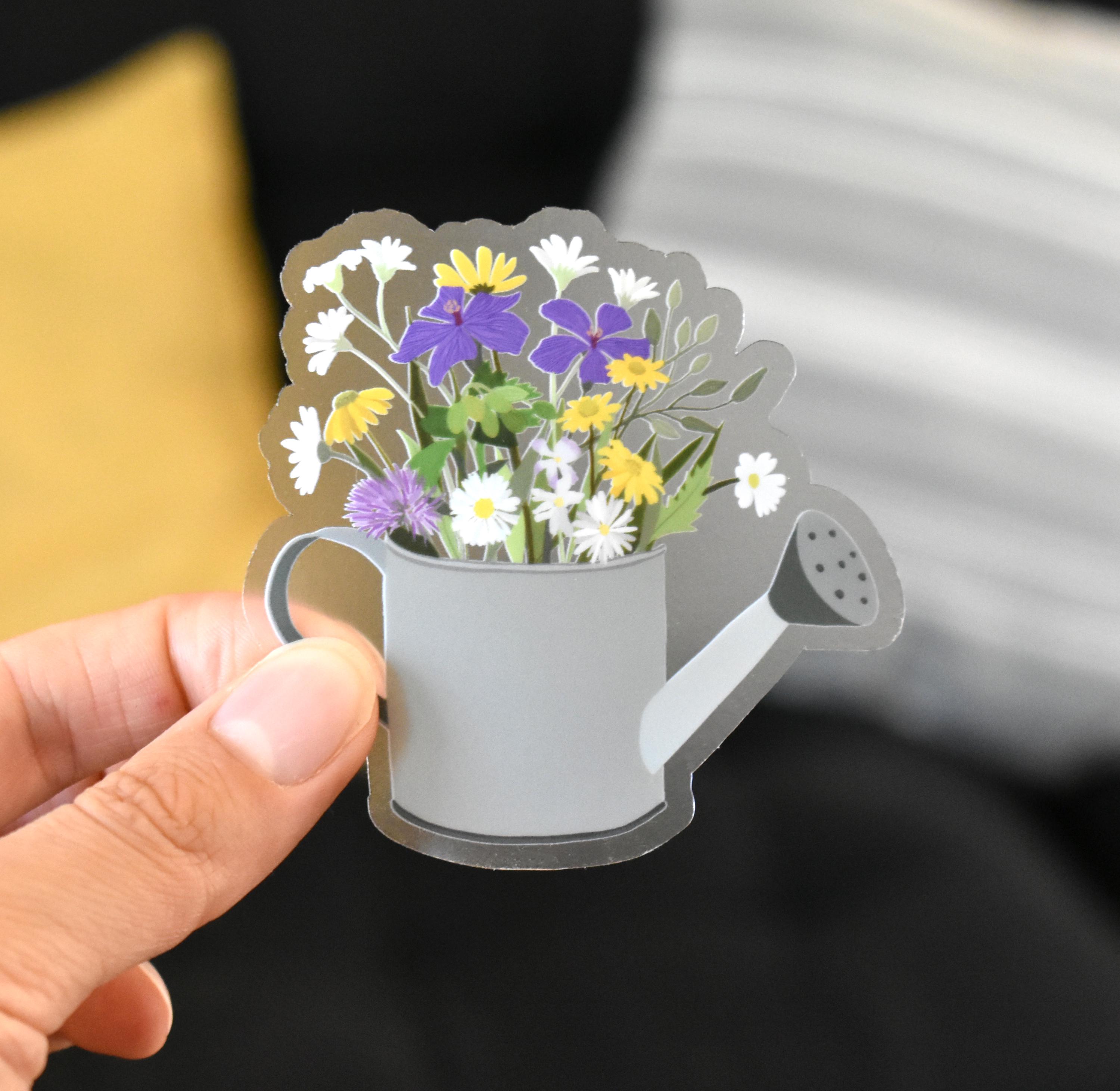 Watering Can Clear Sticker, Flower Sticker, Floral Laptop Sticker ...