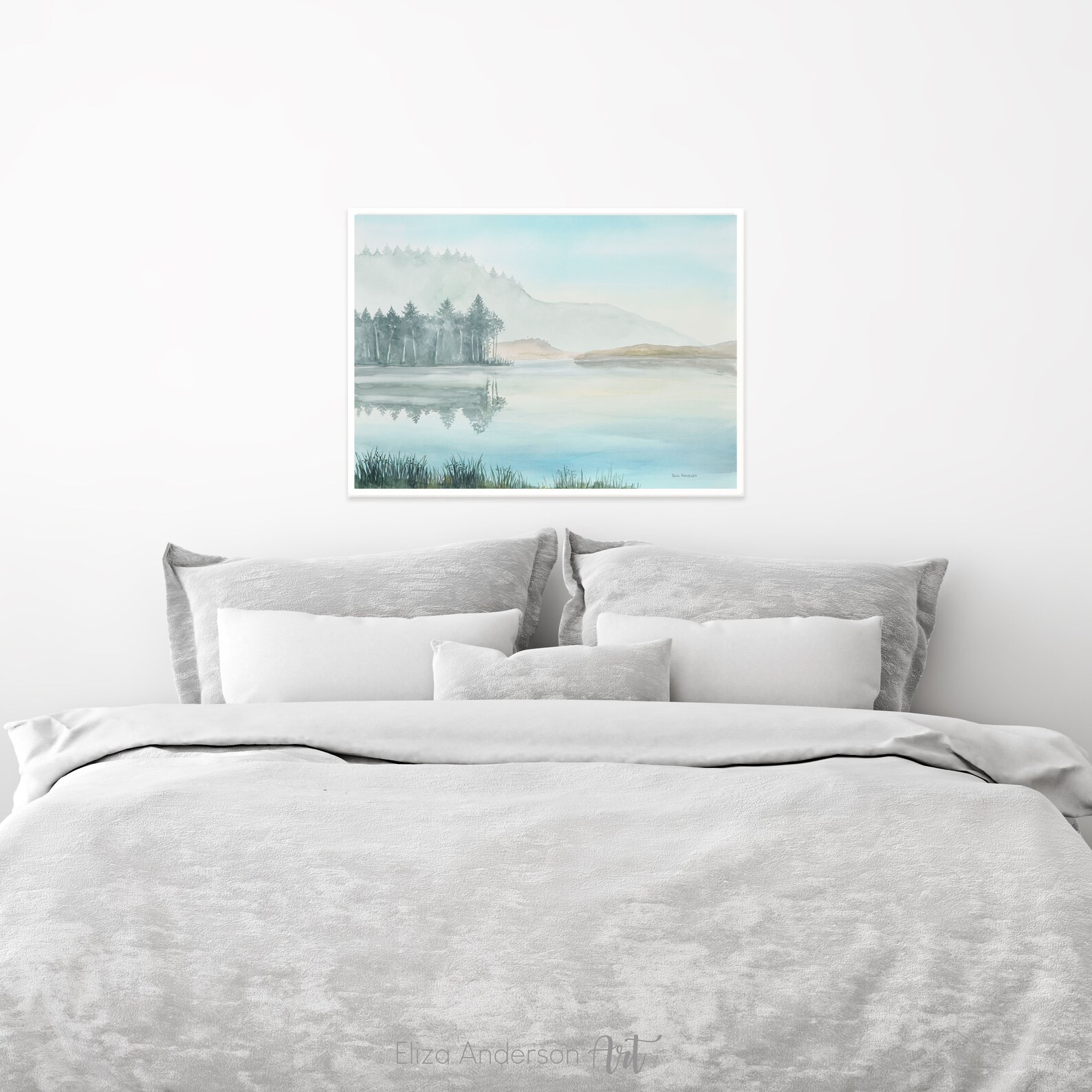 Lake Watercolor Painting Nature Watercolor Print From | Etsy