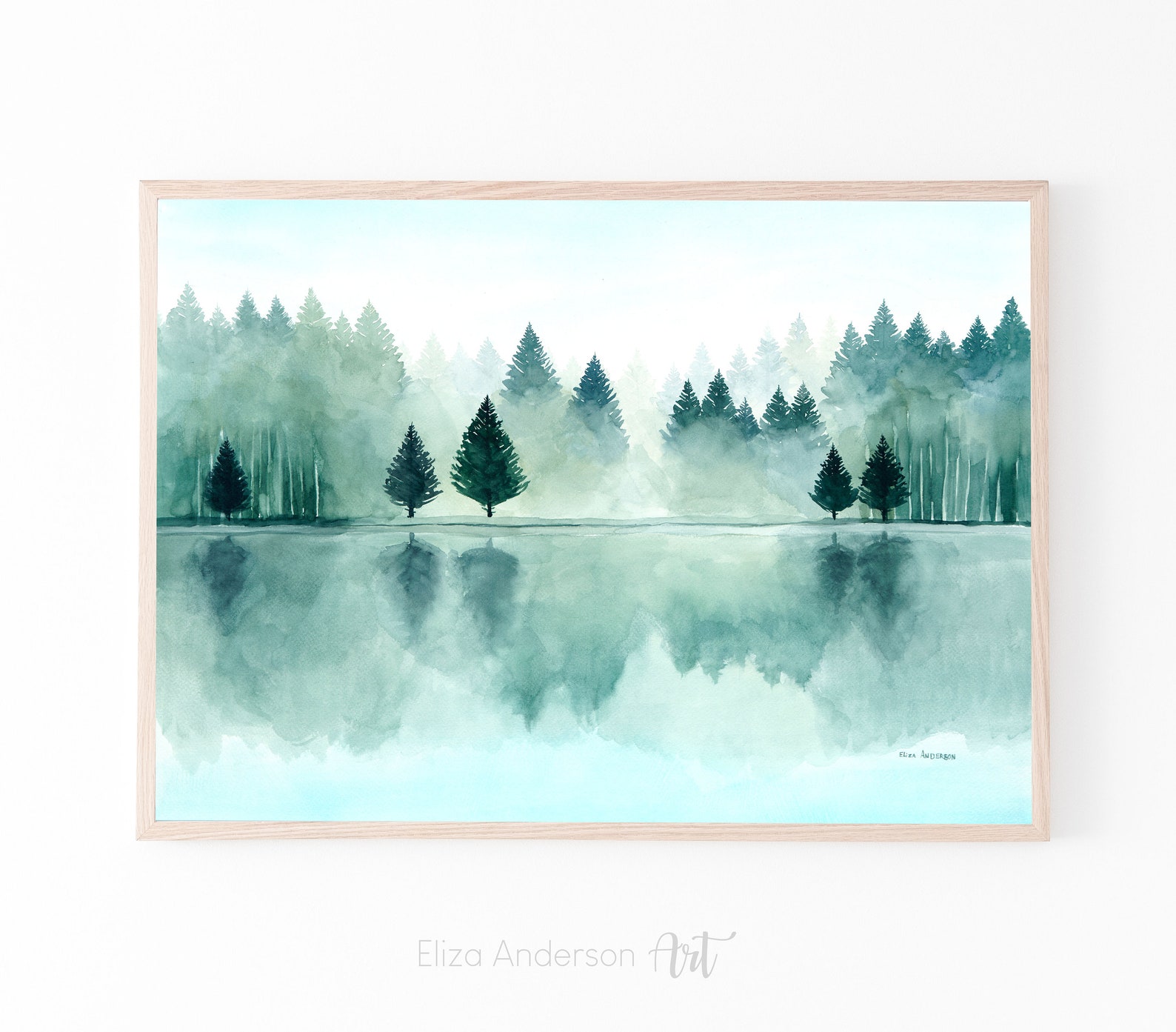 Lake Painting, Reflection Watercolor, Print From Original Watercolor ...