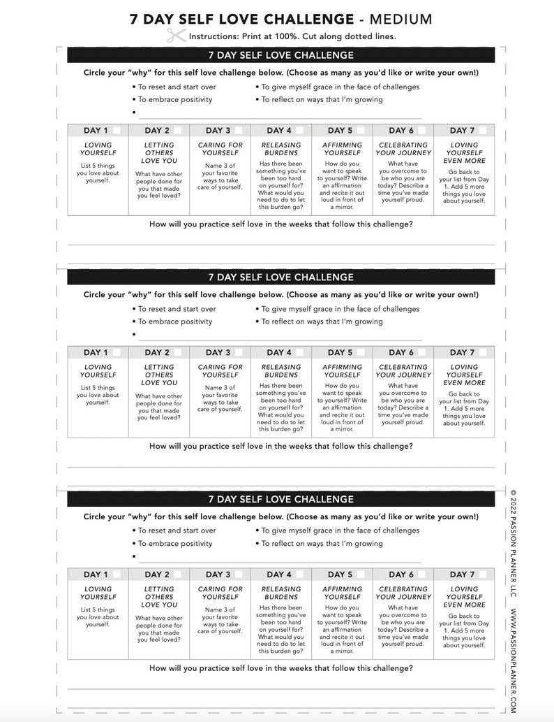 7 Day Self Love Challenge - Etsy