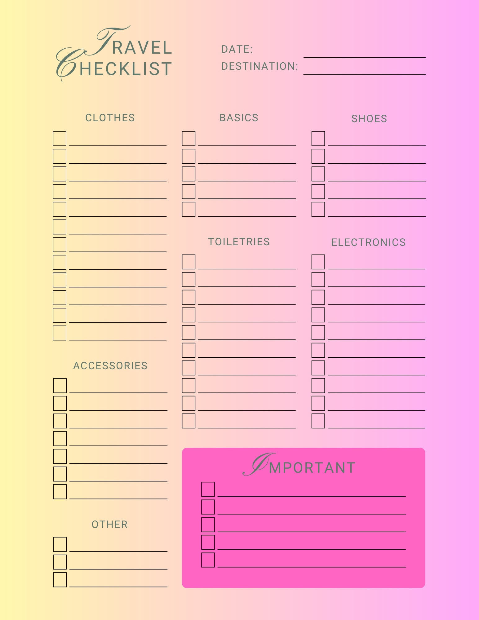 Travel Checklist and Planner - Etsy