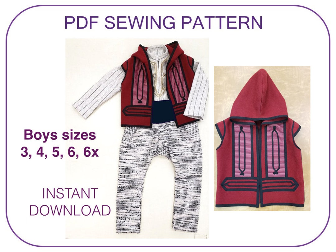 Boys Aladdin Costume Pattern. PDF Pattern Aladdin Halloween Pattern ...