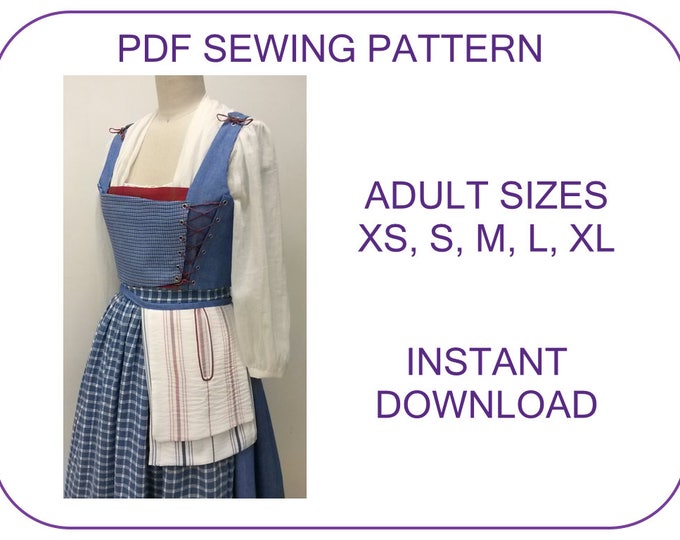 Pinafore Apron Pattern Adult Sizes PDF Pattern Tutorial Victorian Apron ...