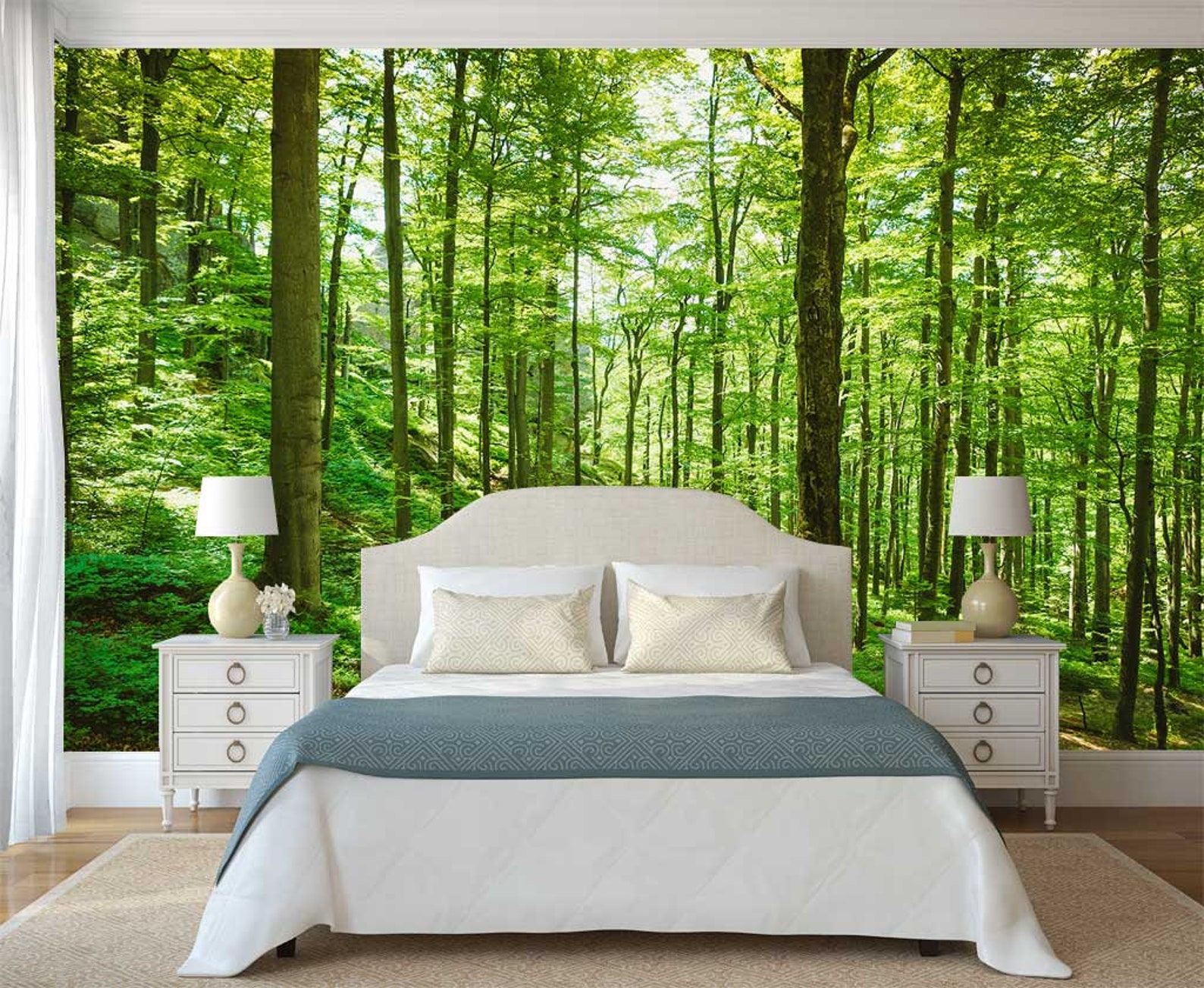 Forest Wall Decal Sunset Wall Covering Nature Wall Mural - Etsy