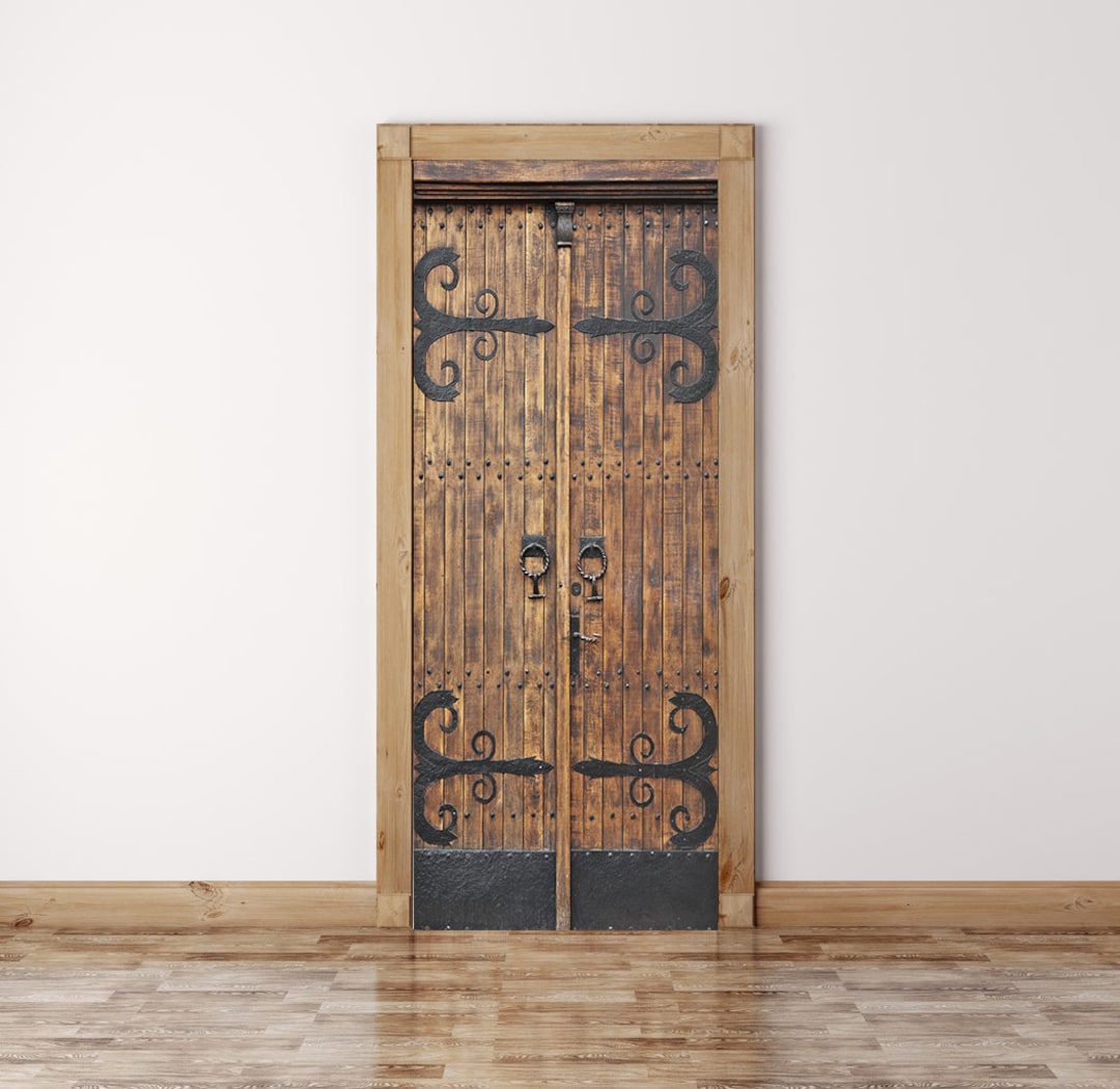 Vintage Wooden Door Sticker: Peel and Stick Mural - Etsy