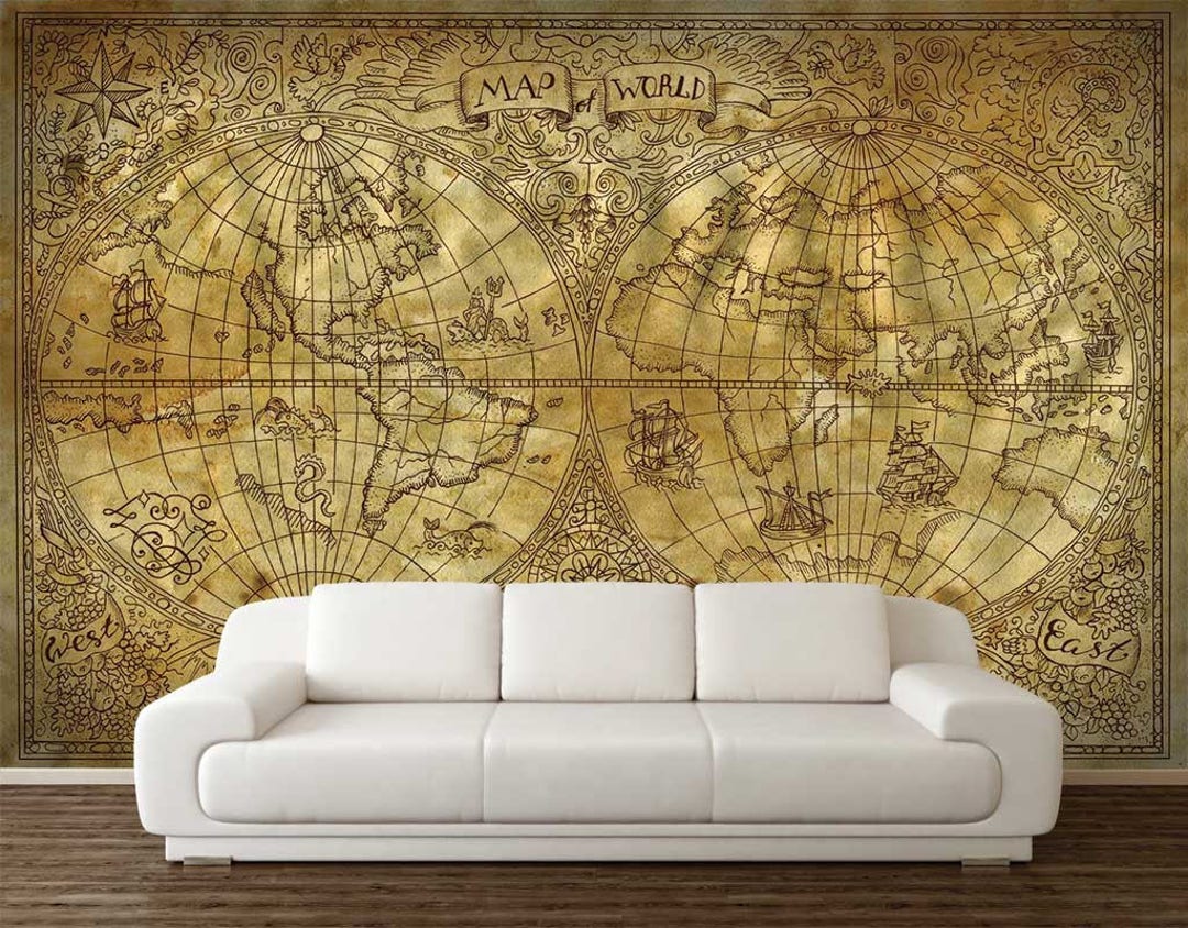 OLD MAP PRINTS, Old Map Wallpaper, Map Print, Peel and Stick Wallpaper ...