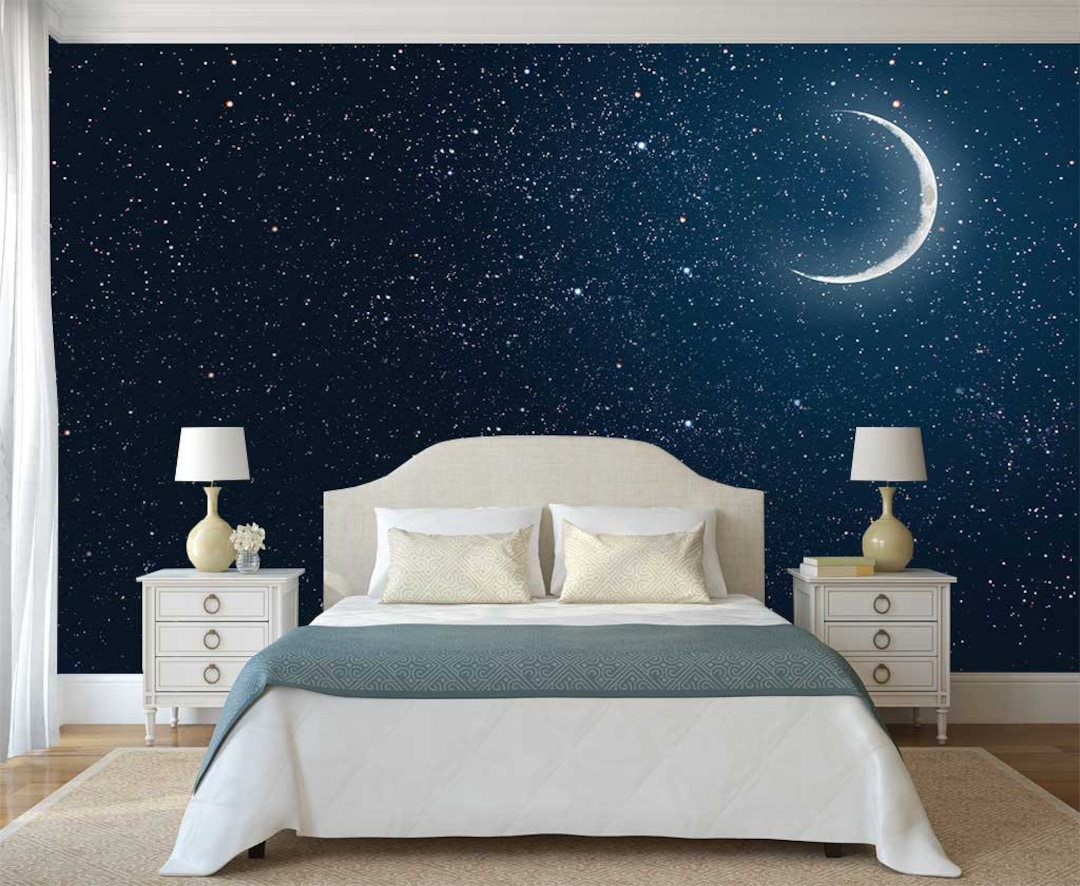 STARS WITH the MOON, Above Bed Decor, Over the Bed Wall Decor, Ceiling ...