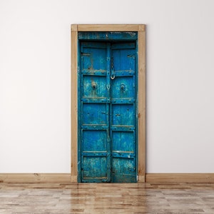Retro Door Wrap, PEEL AND STICK, Vintage Door Sticker, Rustic Door ...